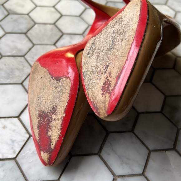 Christian Louboutin | Shoes | Christian Louboutin Nude Stiletto Peep ...